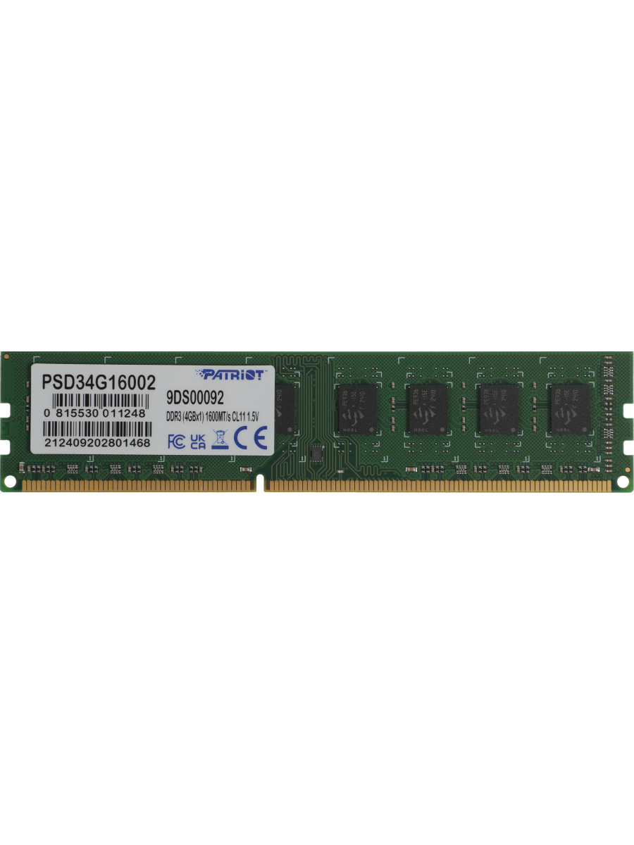 Память DDR3 4GB 1600MHz Patriot PSD34G16002 Signature Line RTL PC3-12800 CL11 DIMM 240-pin 1.5В dual rank RTL