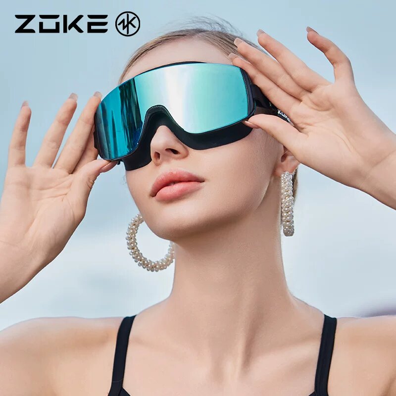 Очки для плавания Zhouke для взрослых, большая оправа, водонепроницаемые, противотуманные, Zoke, женские, для
