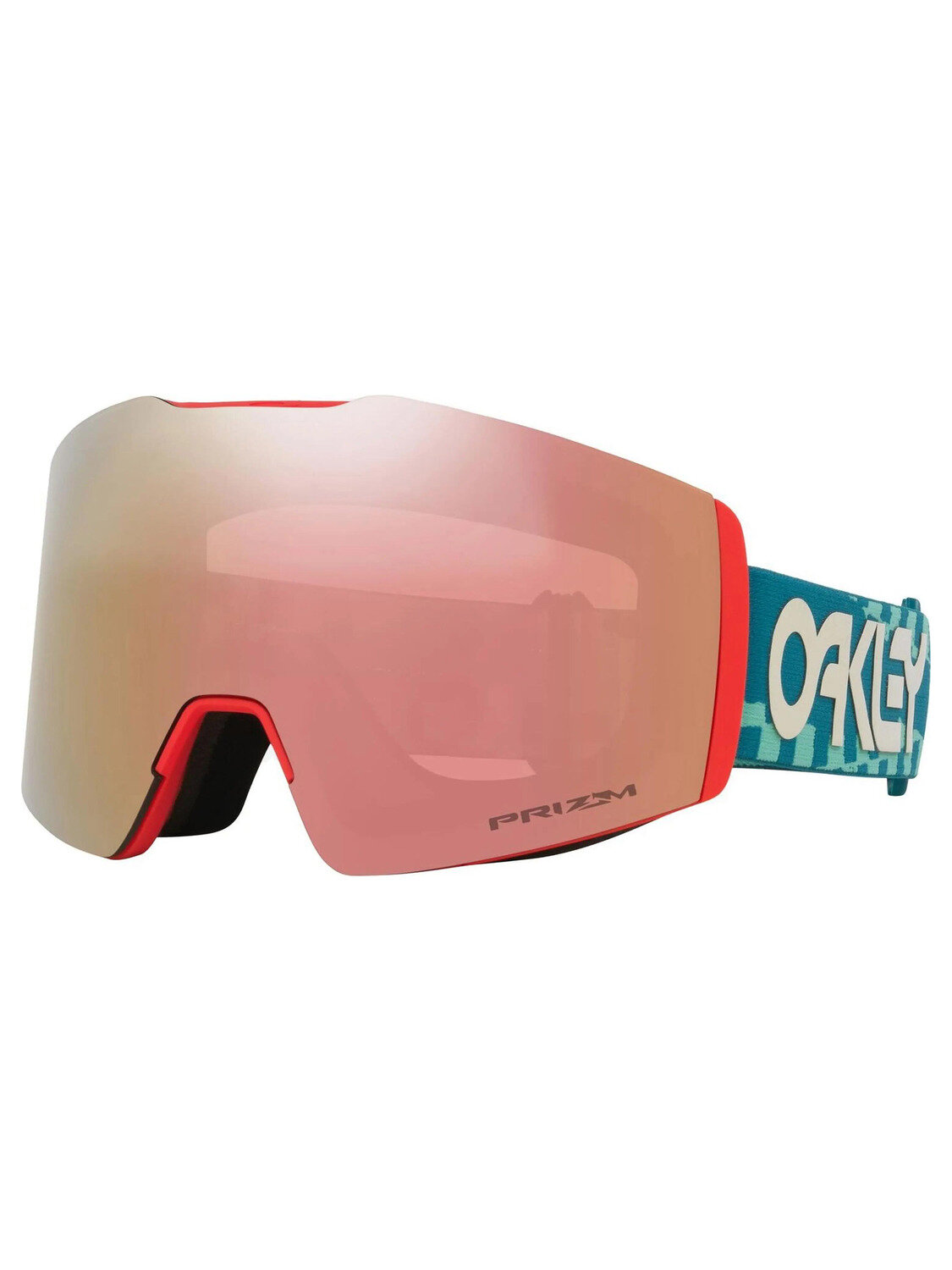 Горнолыжные очки Oakley Fall Line Pacific Chex Prizm Snow Rose Gold Iridium 24/25 зеленый, для мужчин , Мультиколор