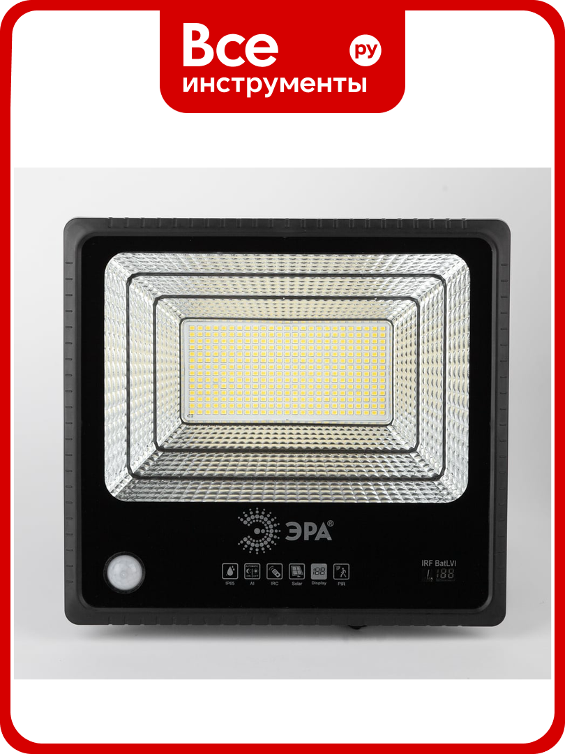 Светодиодный, ЭРА, уличный прожектор ЭРА на солнечной батарее, 150W, 5000K, с датчиком движения, ПДУ,