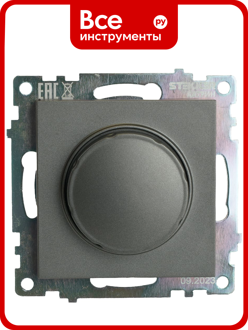 Выключатель диммирующий STEKKER triac (механизм) 250в, 500w, серия катрин, графит, gls10-7106-06 49413