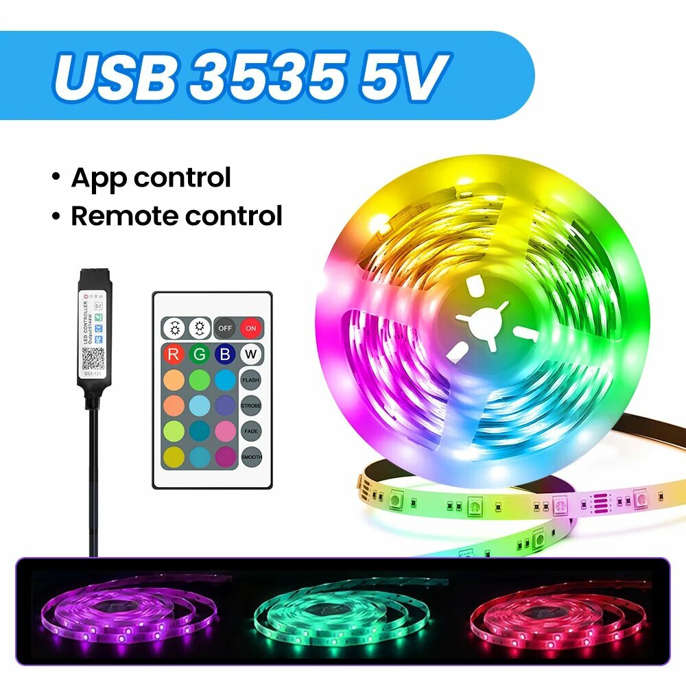 Aiopp Светодиодная лента RGB 5м/30м 16 млн цветов 2m