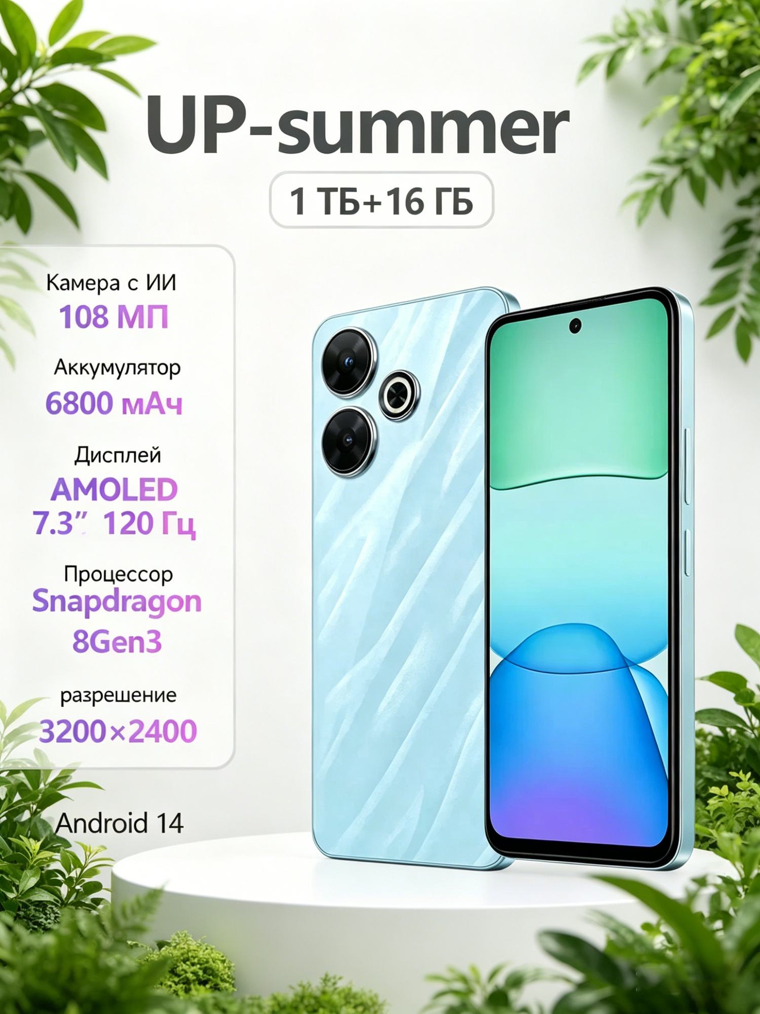 Смартфон R13, 16ГБ + 1024ГБ, процессор Qualcomm Snapdragon 8 Gen3，2 SIM, 7.3", 8 ядер
