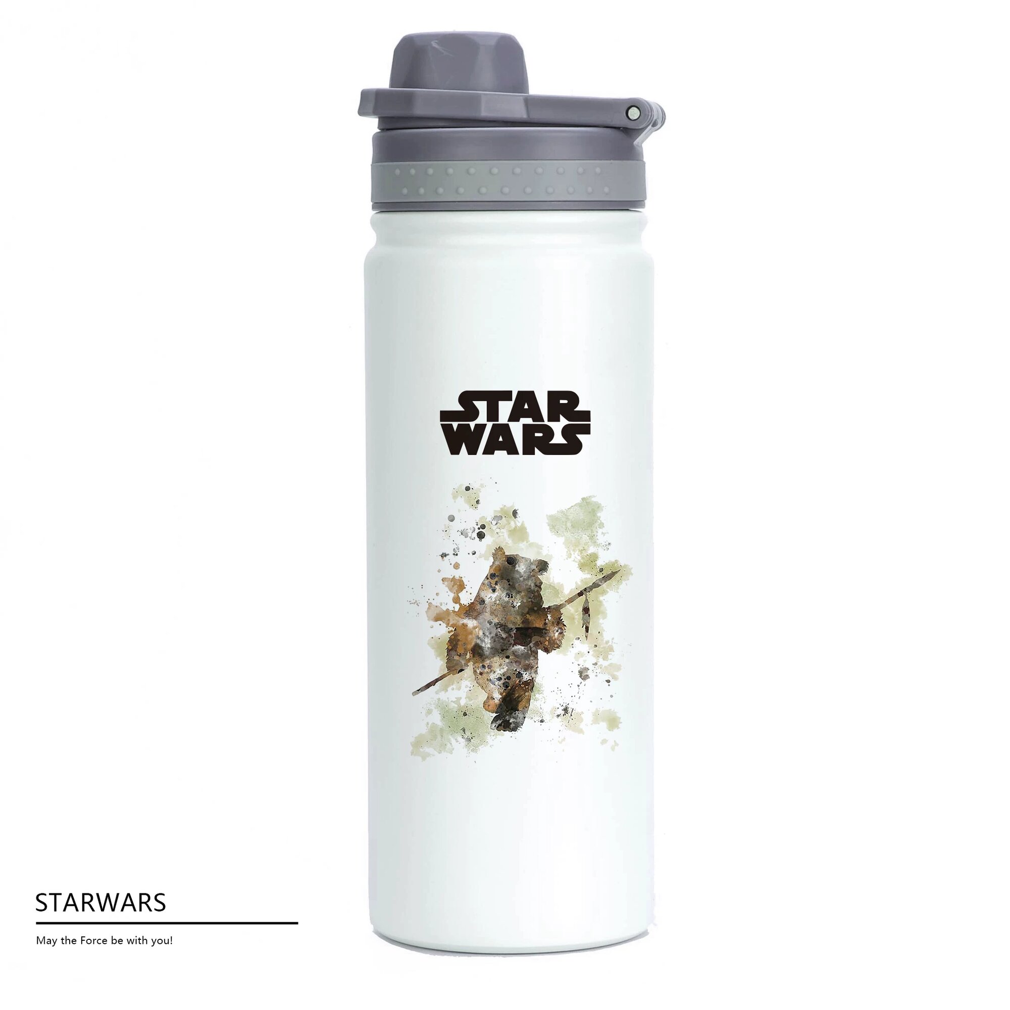 Кружка-термос с изображением Медвежонка Star Wars, белая, из нержавеющей стали 316, для путешествий