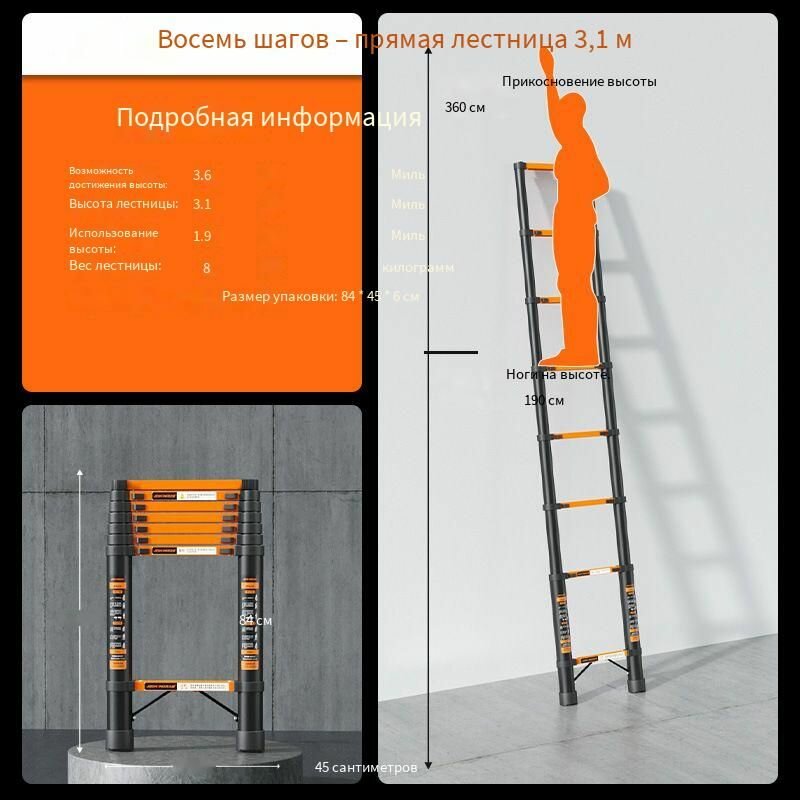Вертикальная лестница 3,1 м — фото 1