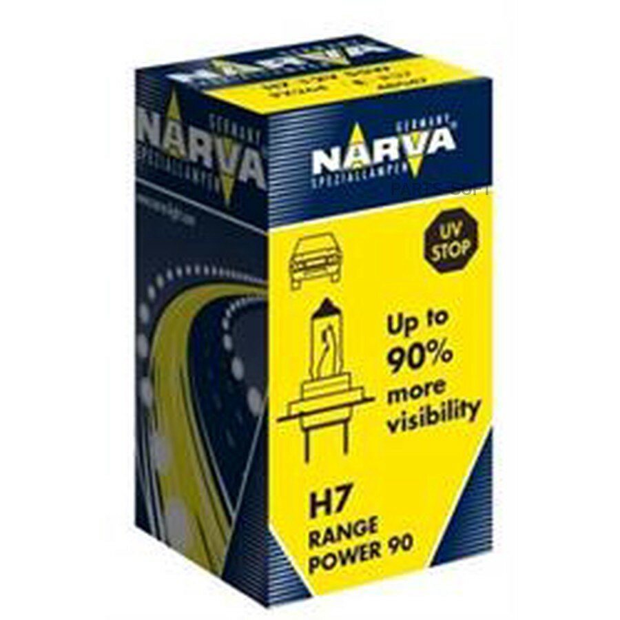 Лампа H7 12V- 55W (PX26D) ( -90 света) RANGE POWER 90 от официального дистрибьютора, NARVA, артикул 48047