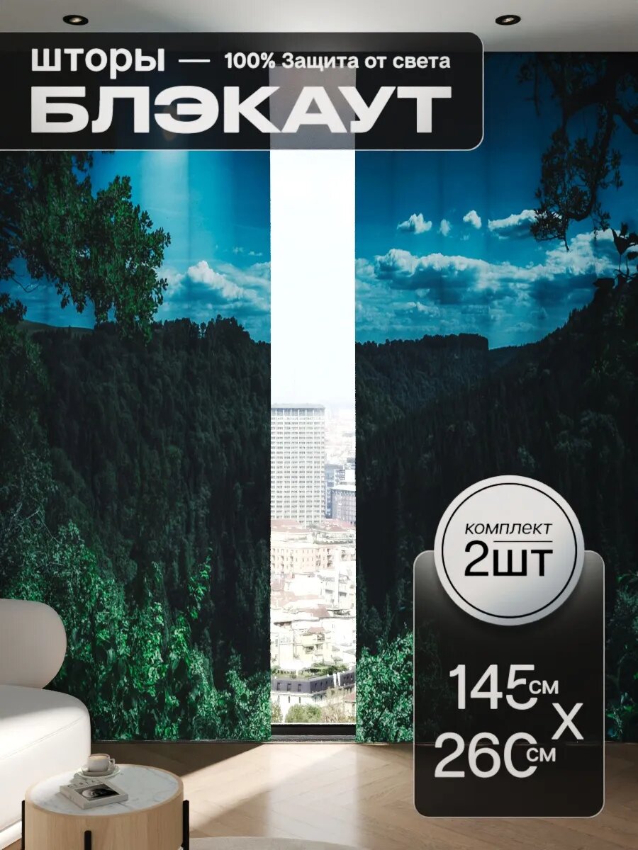 Шторы блэкаут 145x260 см 2 шт на окна плотные комплект
