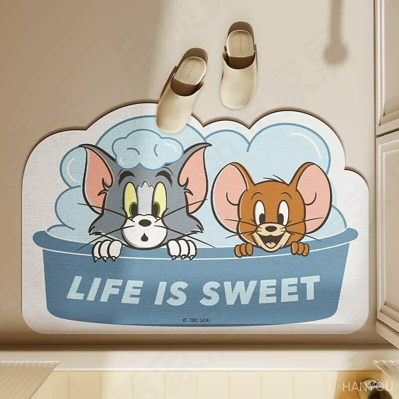 Напольный коврик из диатомита Tom and Jerry для ванной, быстро впитывает влагу, противоскользящий, мультяшный принт