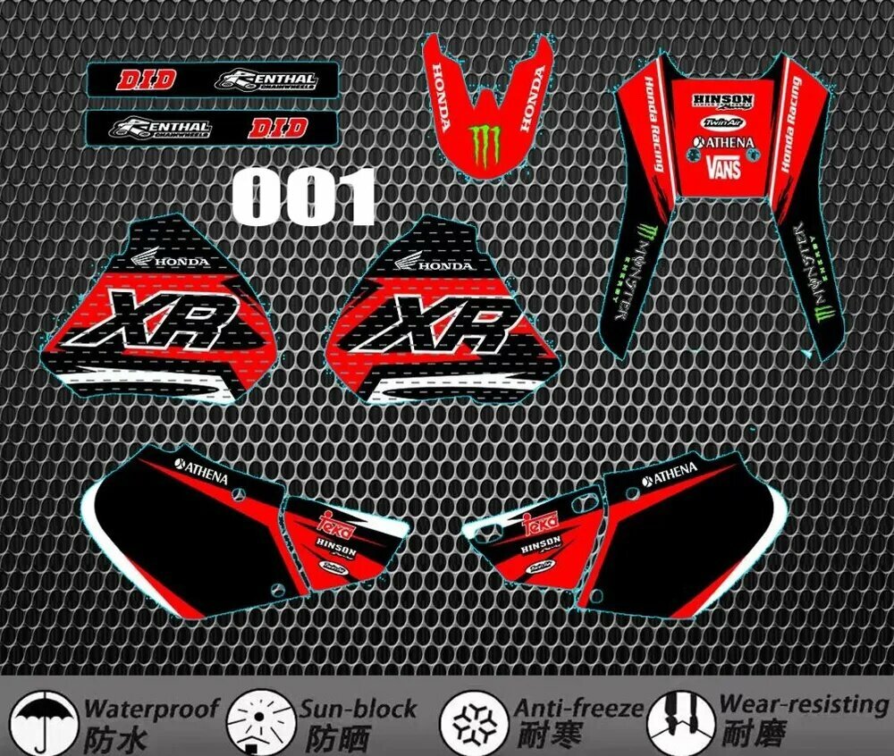 Наклейка на обтекатель мотоцикла графический фон наклейки для Honda XR400 XR250 1996 1997 1998 1999 2000 2001 2002 2003 2004, XR 400/250R