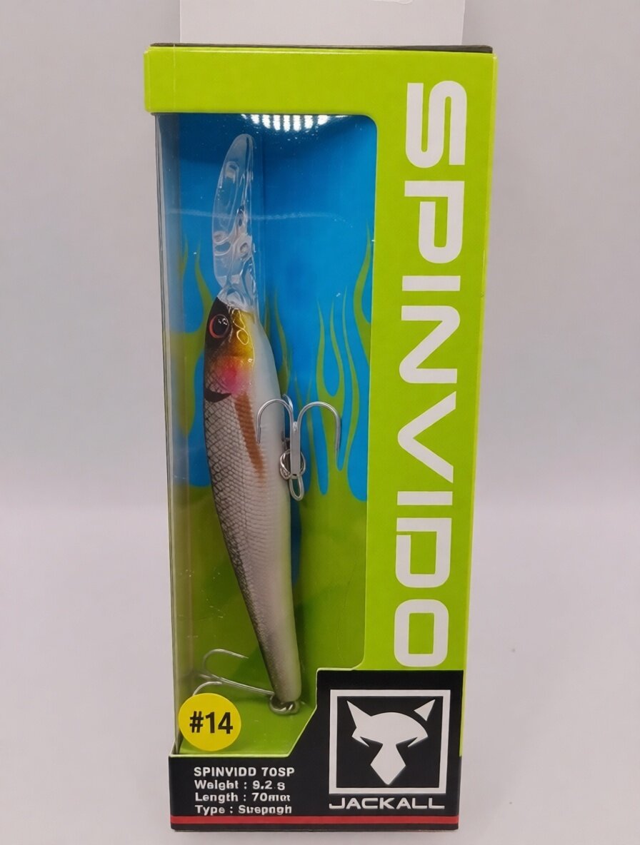 Воблер минноу Jackall Spinvido 70SP: 70мм, 5.2г, заглубление 0-1.2м, нейтральный воблер-минноу