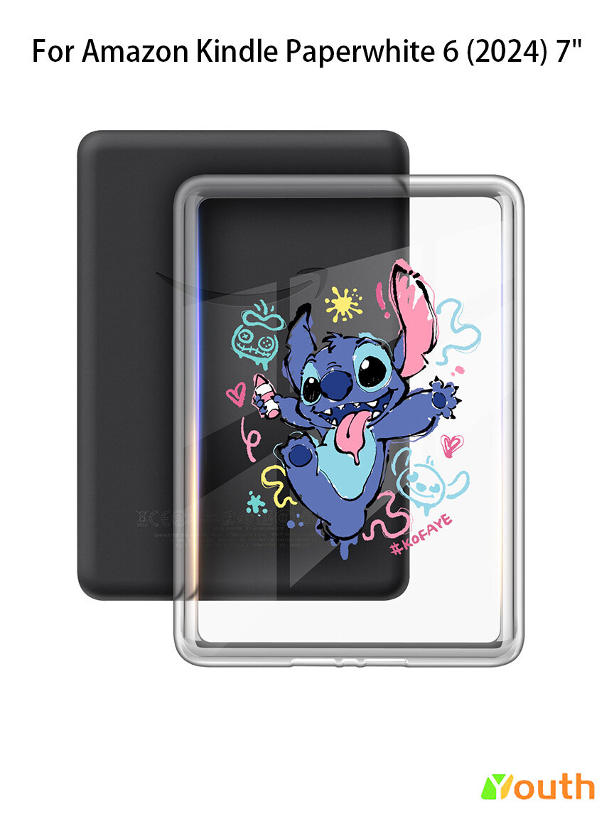 Чехол для Amazon Kindle Paperwhite 12 Gen (7", 2024)/Kindle Colorsoft (7", 2024), SA568B/SA569P/SA59CP, прозрачный, с рисунком