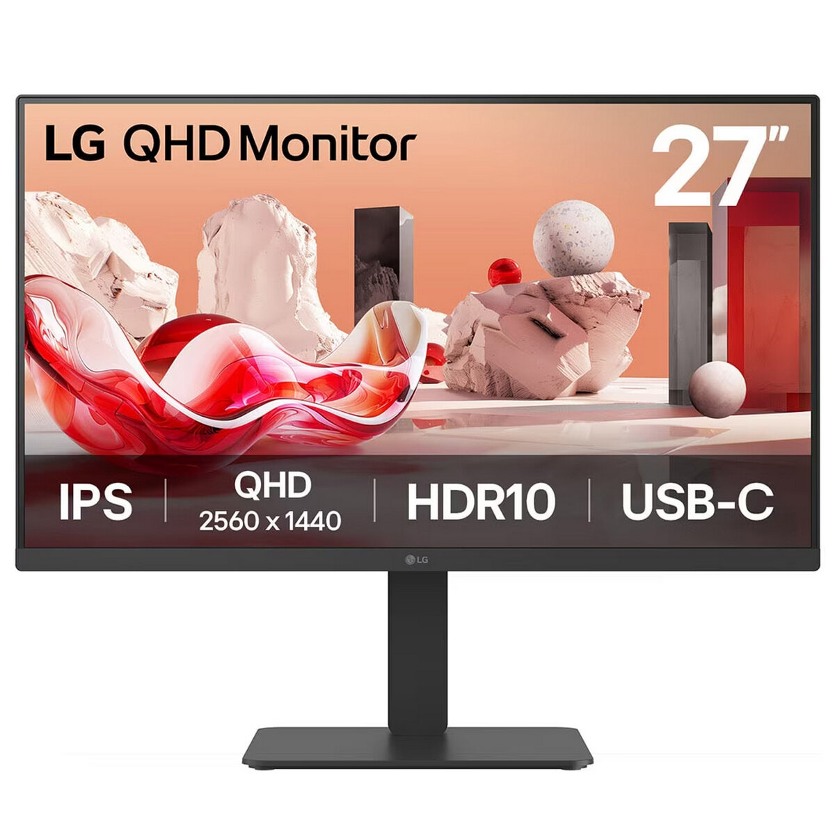 Монитор LG 27" 27BA65QB-B черный IPS LED 16:9 HDMI M/M матовая HAS Piv 1000:1 350cd 178гр/178гр 2560x1440 100Hz DP 2K 7кг
