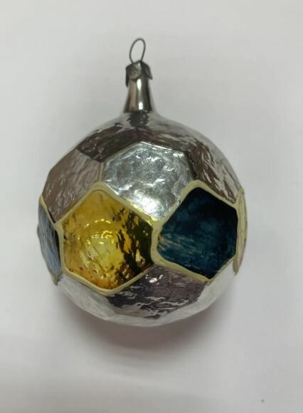 Елочная игрушка Шар 7см многогранный, фосфорный рисунок
