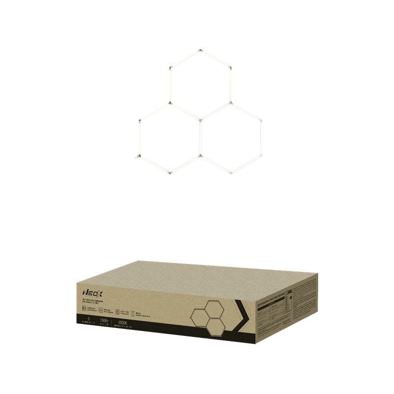 Светильник светодиодный ДБО-HEXAGON 3С-15065 150Вт 6500К 230В 1617х1611мм 3 соты 0.5м шнур с вилкой NEOX 4690612066615