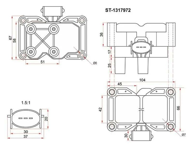Катушка зажигания SAT ST-1317972 Ford FOCUS 98-11/FIESTA 03-08/MONDEO 96-07 модуль