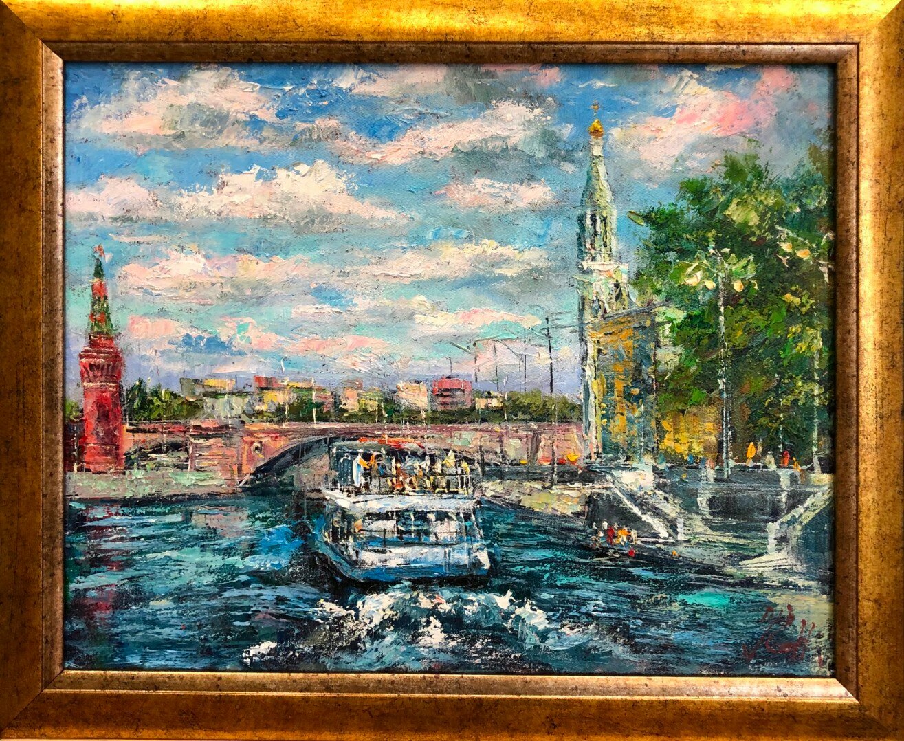 Картина маслом "Набережная Москвы", Еникеев Юнис, 2020, 40х50