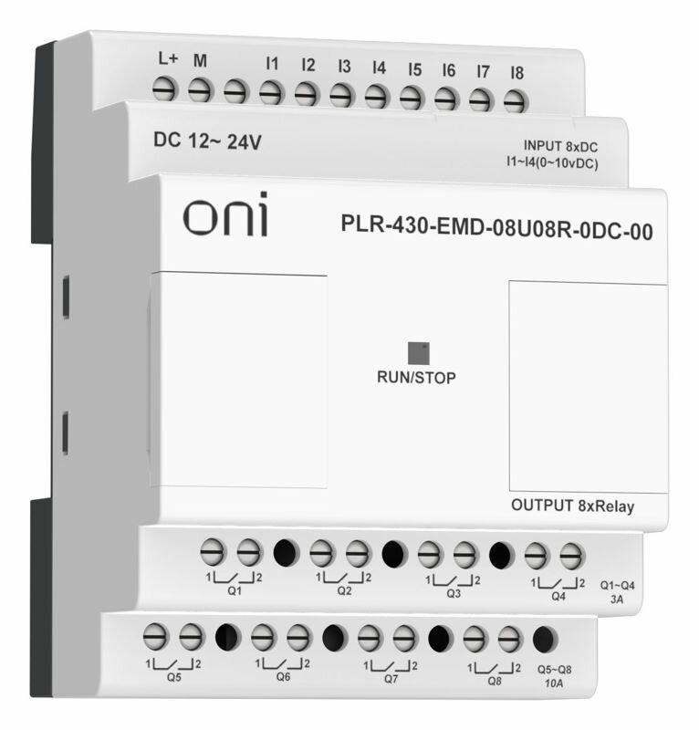 Модуль расширения входов выходов ПЛК 430 4 DI 4 UI (0-10В/DI) 8 RO 24В DC ONI PLR-430-EMD-08U08R-0DC-00