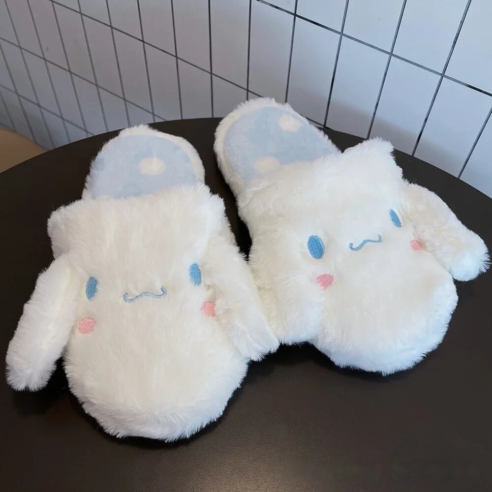 MINISO Тапочки Sanrio Coolmi Melody, мультяшная собачка с корицей, плюшевые туфли Hello Kitty, теплая домашняя обувь, нескользящая обувь для дома, весна и осень, Размер: Один размер для EU 36-39
