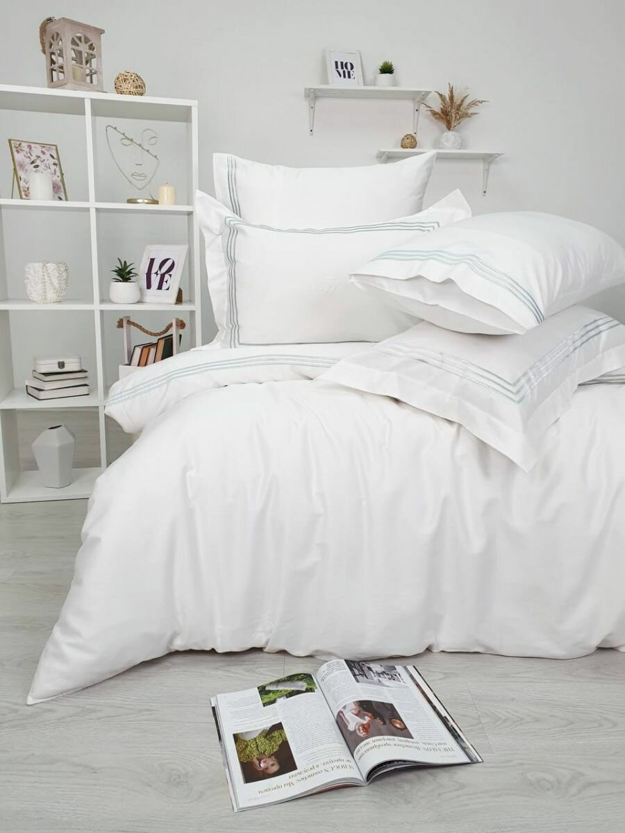 Постельное белье Tivolyo Home Line (крем/бирюзовый) евро