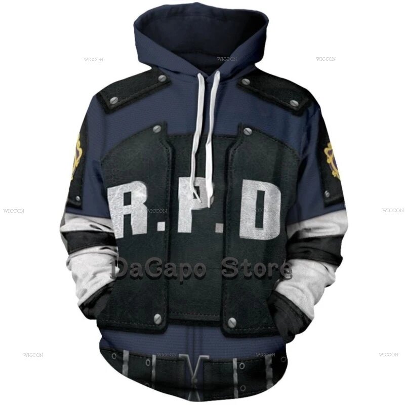 Косплей костюм Леон С. Кеннеди из Resident Evil 4 Темно-синий, XXXL, Hoodie-H1