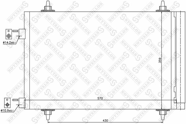 STELLOX Радиатор кондиционера (конденсер) для Citroen C4, Peugeot 307 1.4-2.0 03>