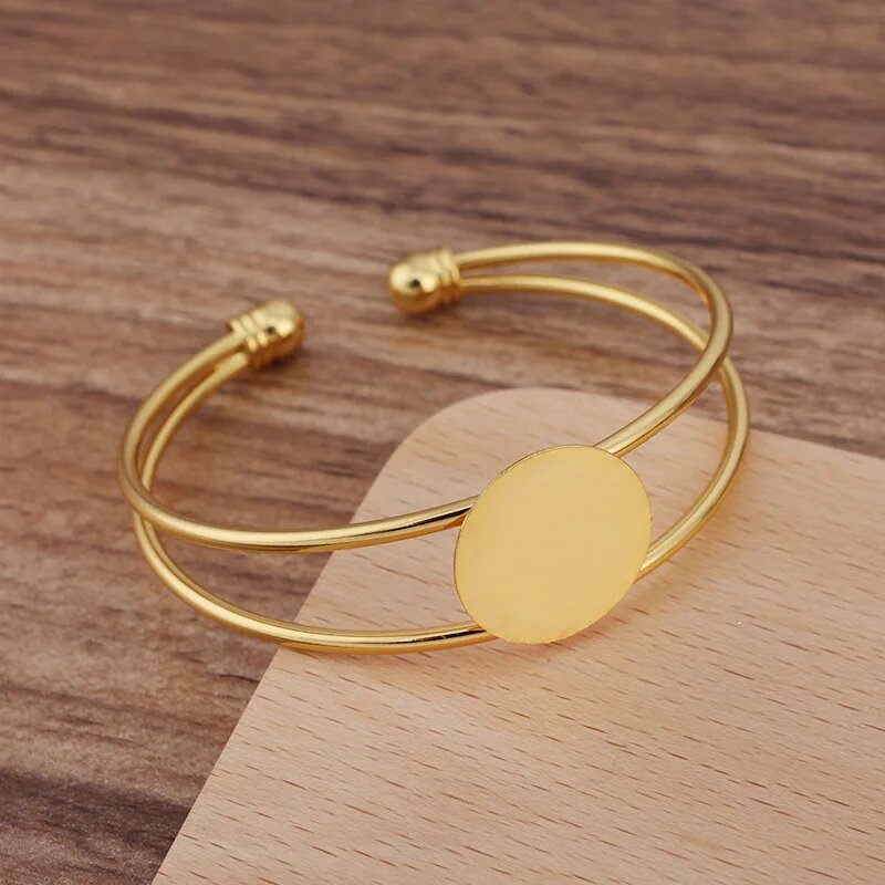Круглая основа для браслета 18 мм, металл, золото/серебро/родий gold color