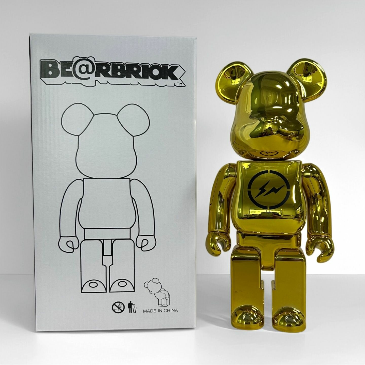 Игрушечная Статуя Медведя Bearbrick 28cm-Golden lightning