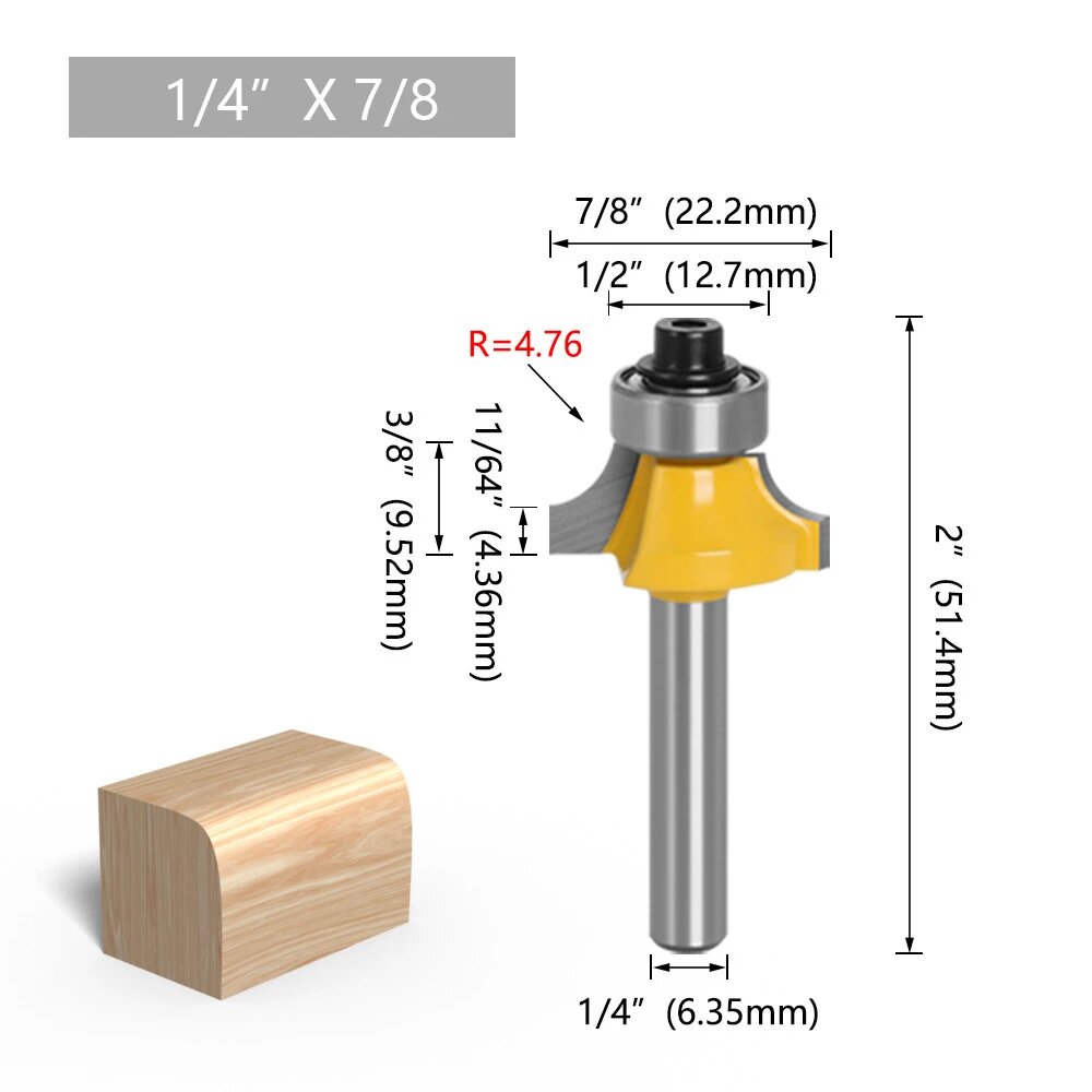 Торцевая фреза 1/4" x 7/8" R=4.76