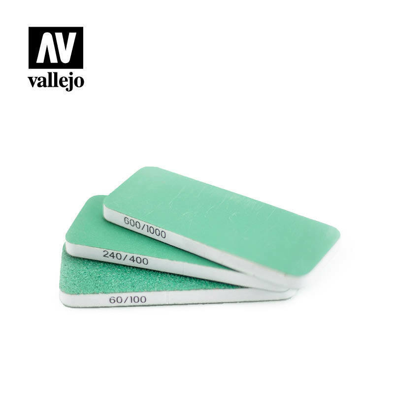 Набор инструментов для шлифования моделей VALLEJO TOOLS: FLEXISANDER DUAL GRIT X3 (80X30X6MM)
