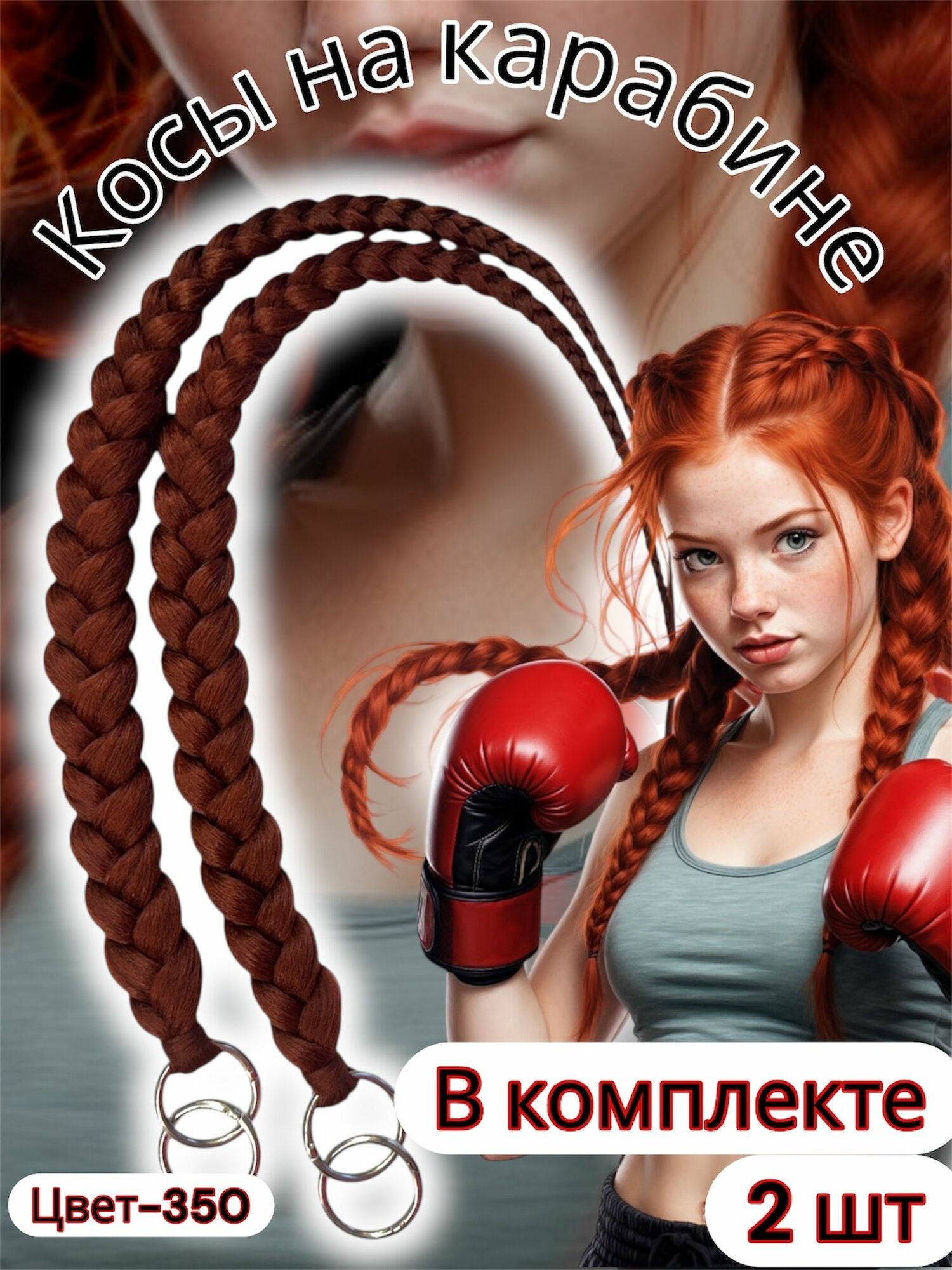 Косы на карабинах/Афрорезинка / Резинка для волос для взрослых и детей