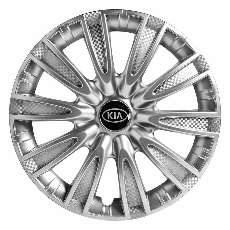 Колпаки КИ торнадо R14", серебристый карбон, 4 штуки