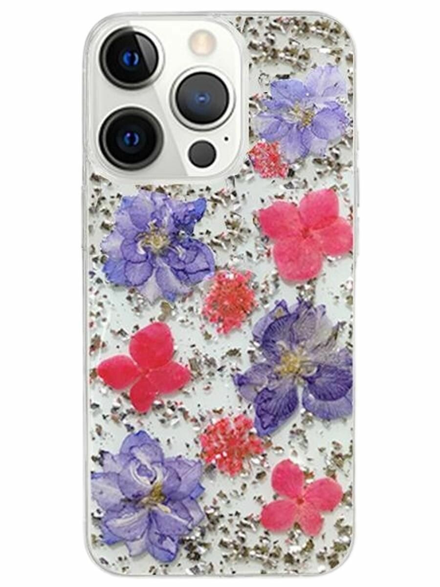 Чехол K-DOO Flowers iPhone 13 PRO Max, темно-фиолетовый