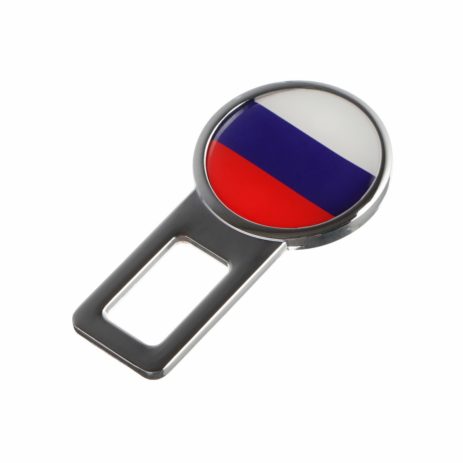 Заглушка в ремень безопасности флаг России, металл, цвет: серебристый