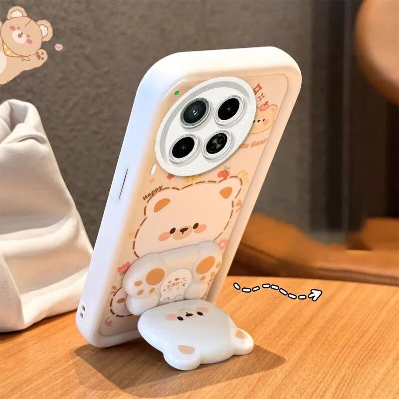 Чехол на Tecno Camon 30S Tecno Camon 30S Pro / Техно Камон 30S Техно Камон 30S Про черный/белый, объемный с опорой Мультфильмы с кронштейнами милые JTXX03