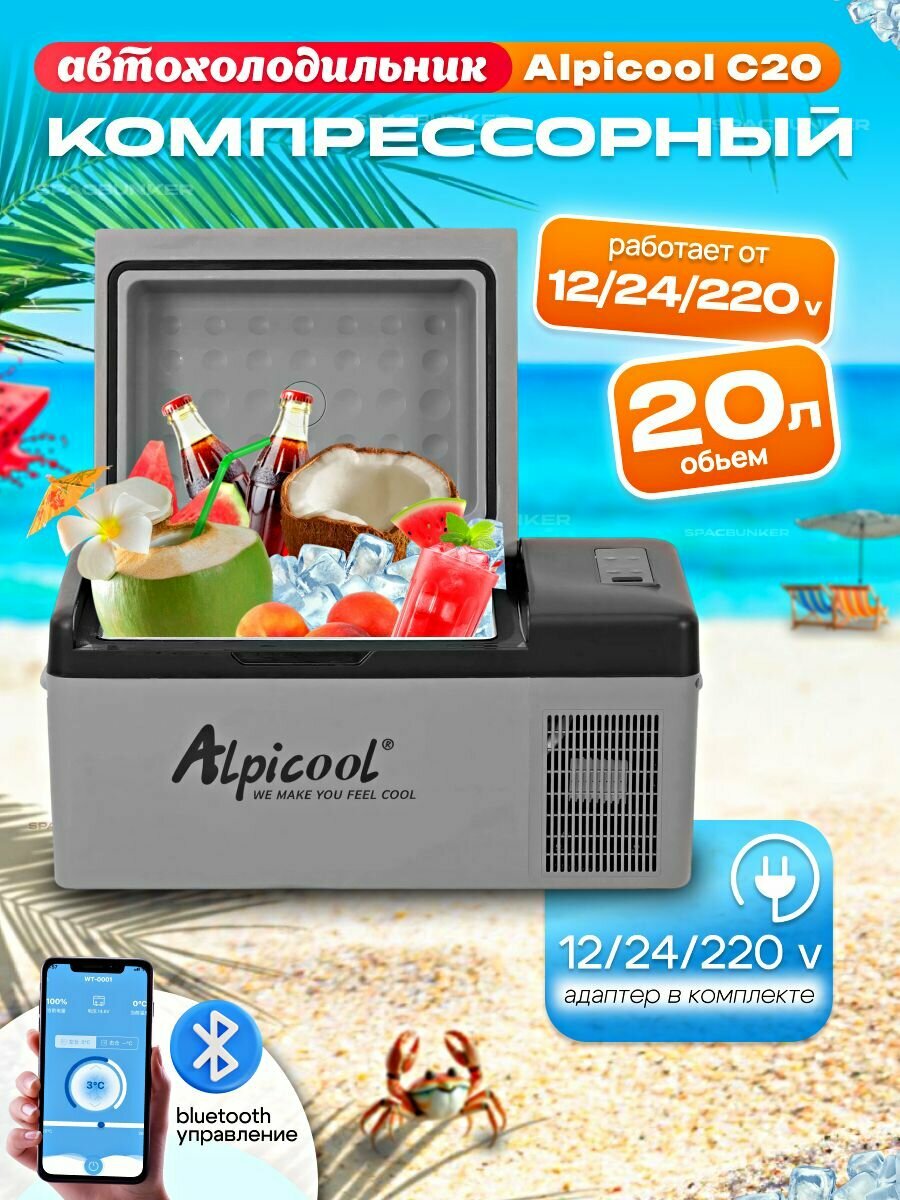 Автомобильный холодильник Alpicool С20 (12В/24В/220В) 20 литров