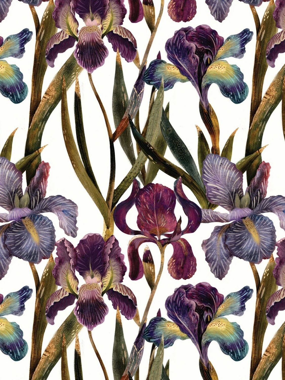 Упаковочная бумага для подарков "FLORA. Ирисы" BrunoVisconti, 70 х100 см/ подарочная бумага