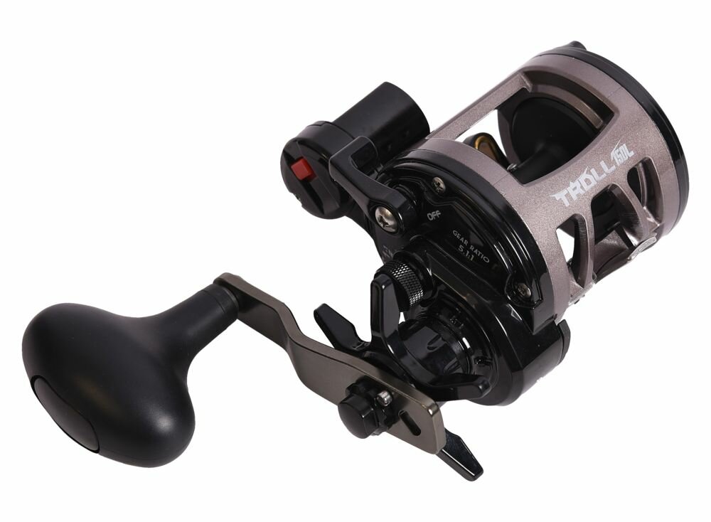 Катушка мультипликаторная Black Side Troll 150L леворукая, мультипликаторная катушка для летней рыбалки на щуку, окуня, судака
