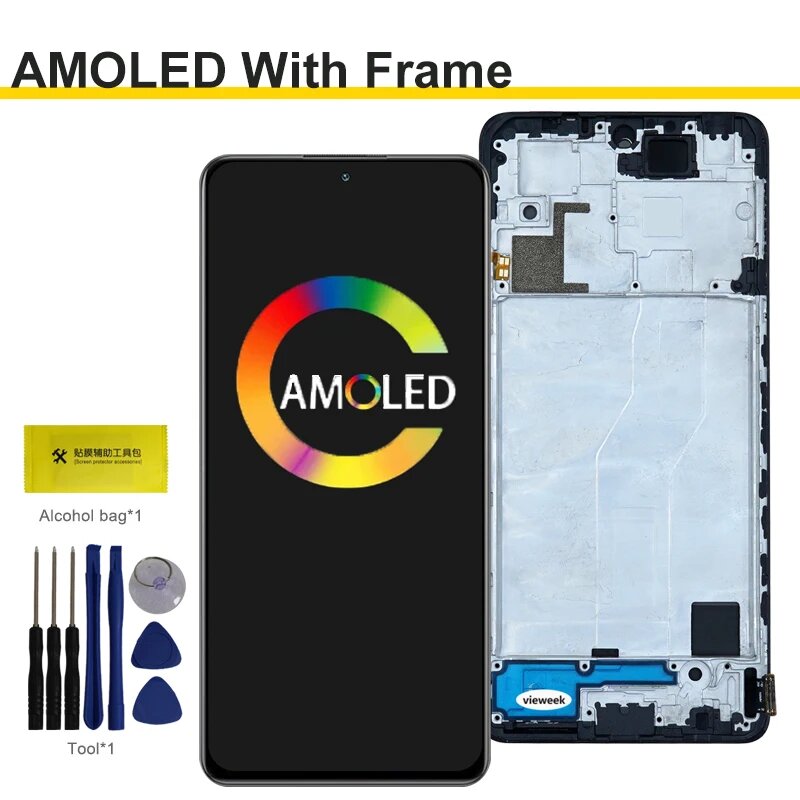 AMOLED-дисплей для Xiaomi Redmi Note 10 Pro, сенсорный экран, дигитайзер, сборка, AMOLED With Frame