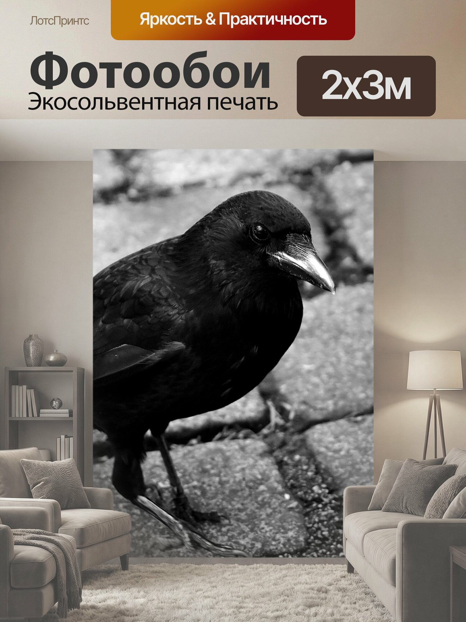 Фотообои "Обыкновенный ворон, ворона, ворон" 200x300 см. экосольвентная печать