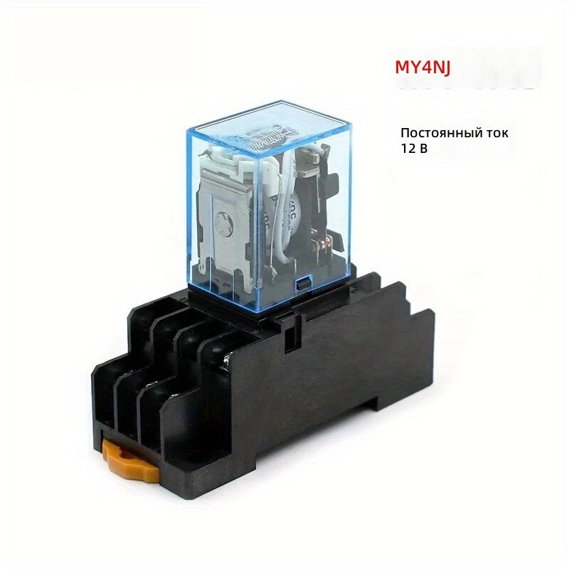 Реле электромагнитное DPDT 5A MY4NJ 5-Phase с LED-индикатором и цокольной базой, DC12V, для промышленного применения