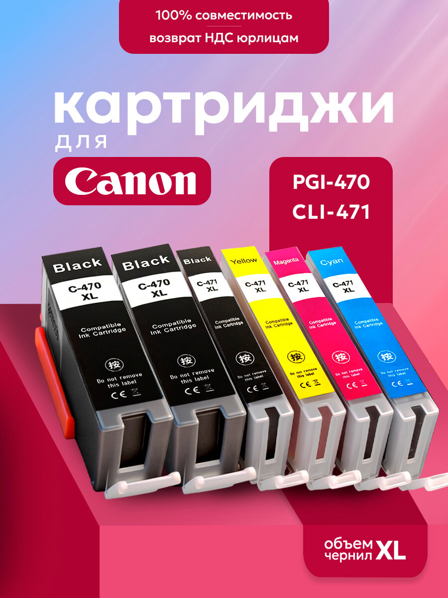 Набор картриджей Inkmaster PGI-470 CLI-471, 5 цветов, водорастворимые, для Canon PIXMA