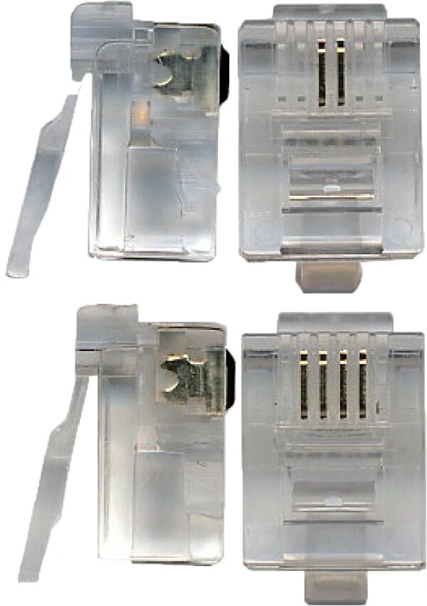 Коннектор Lanmaster (TWT-PL12-6P2C/100) UTP кат.3 RJ12 прозрачный (упак:100шт)
