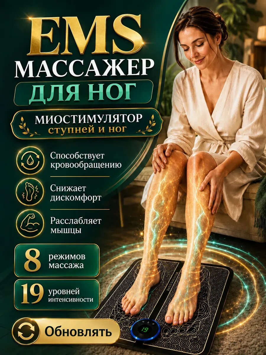 Массажер для ног тела электрический микротоковый коврик