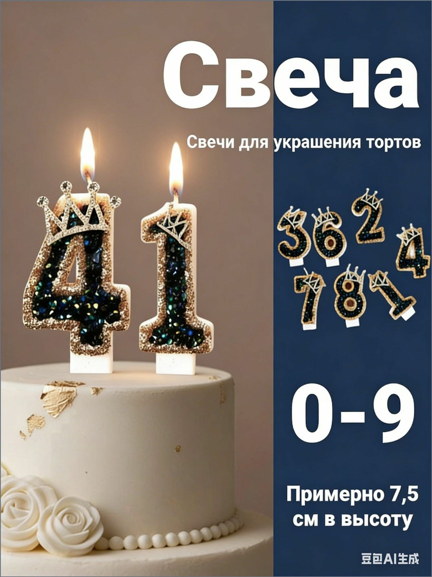 Свечи для торта цифра 4 "0" 7.431 см х 10.501 см 2 шт