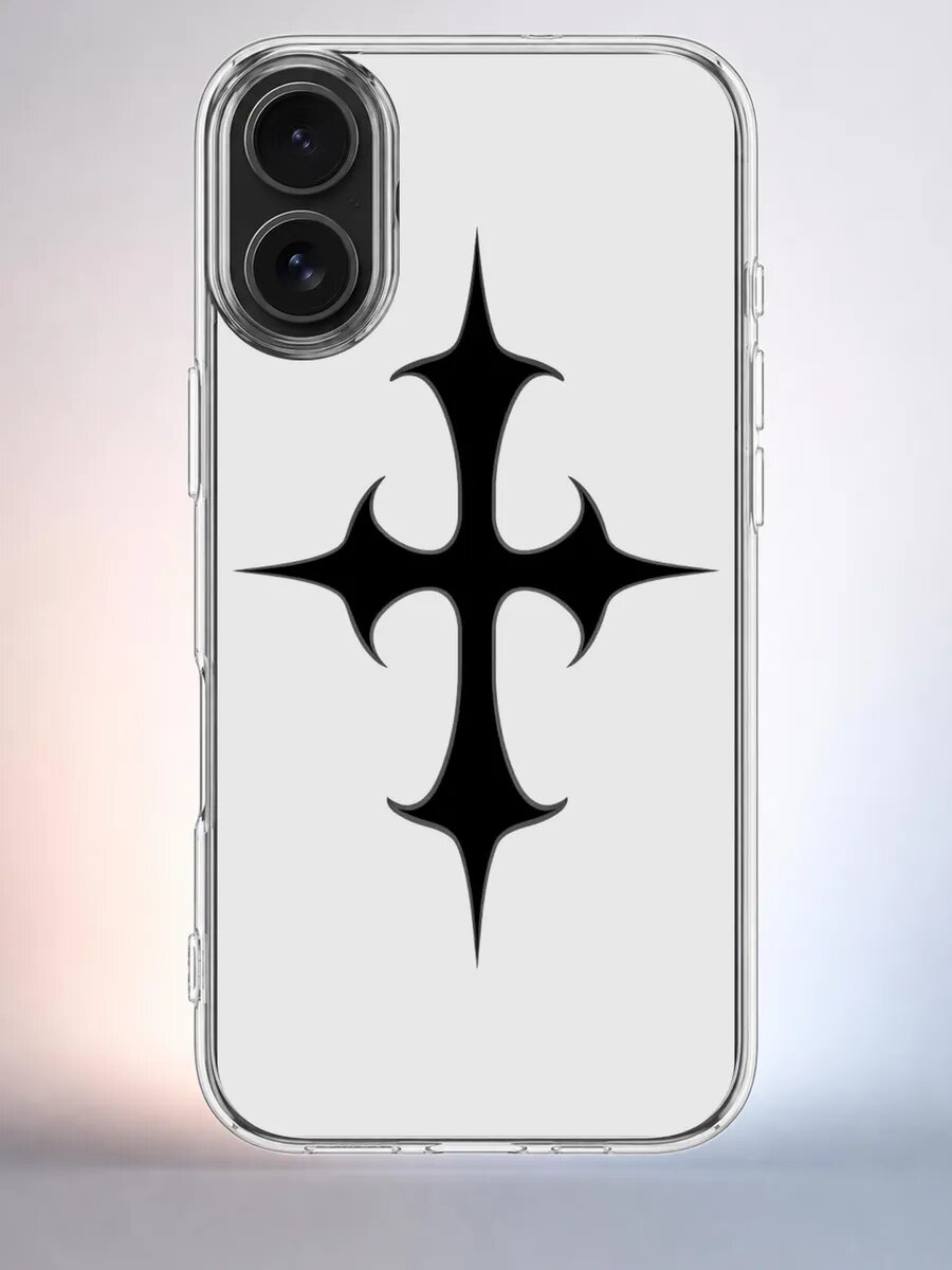 Чехол iPhone 16 готический крест силиконовый прозрачный