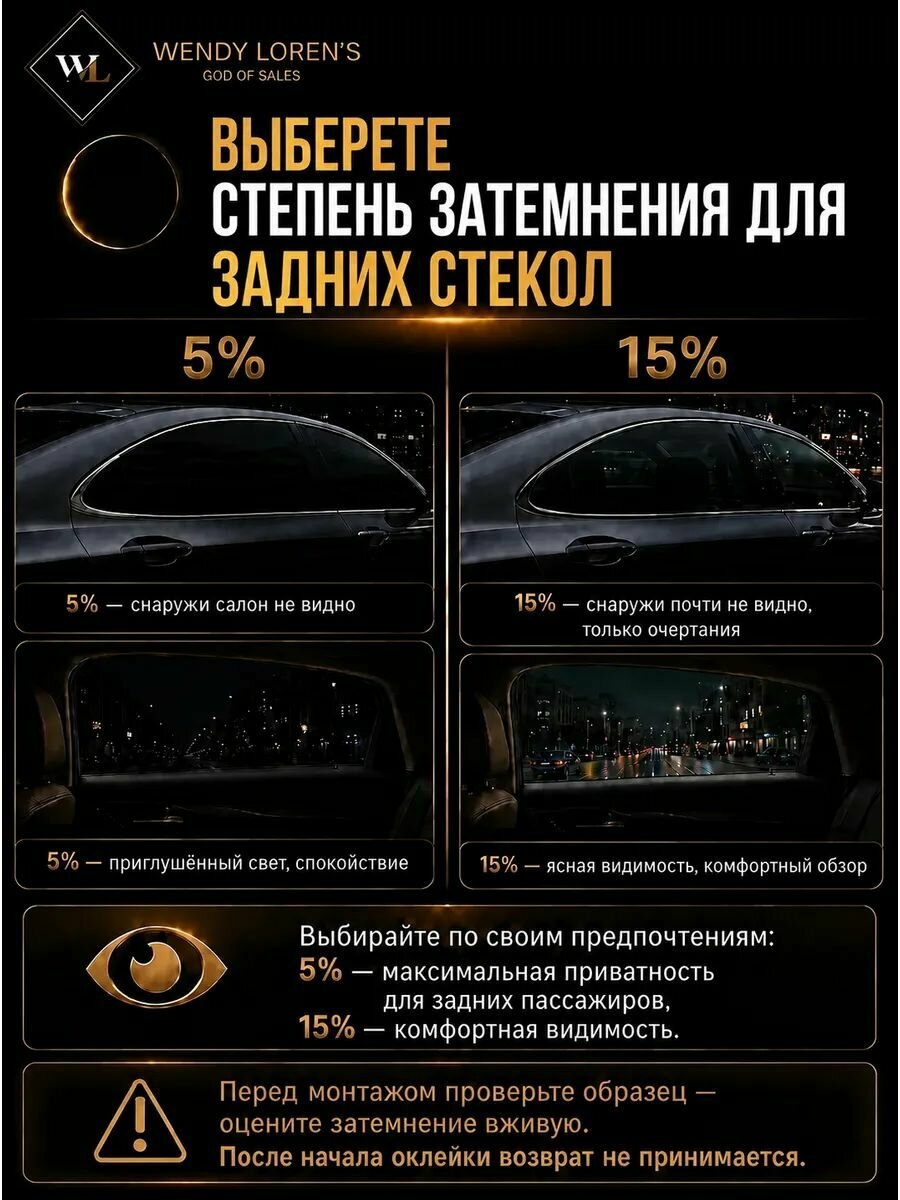 Съемная тонировка задних стекол Audi Q7 4L 2005- 15% / Тонировка задней полусферы многоразовая