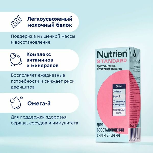 Питание лечебное для больных вкус нейтральный Standart Nutrien/Нутриэн 200мл — фото 1