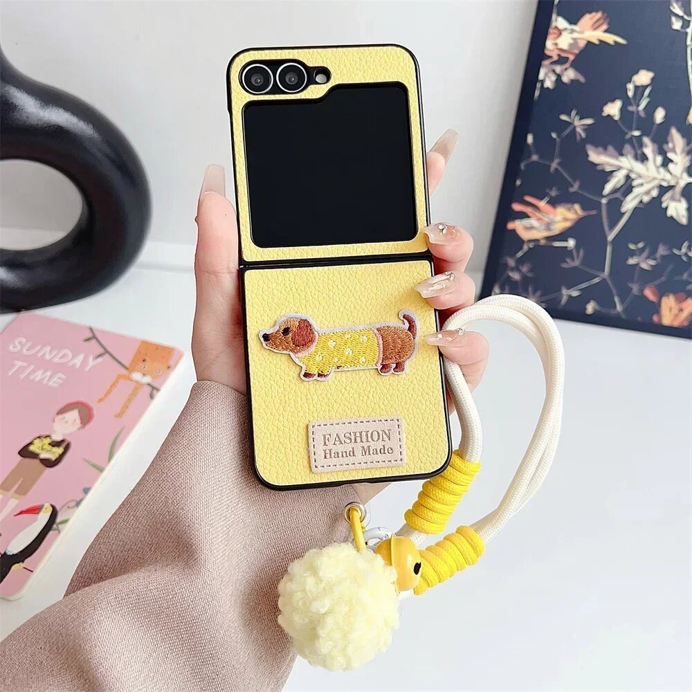 Кожаный Чехол Для Телефона Samsung Galaxy Z Flip С Мультяшным Galaxy Z Flip7 FE, Желтый, Yellow