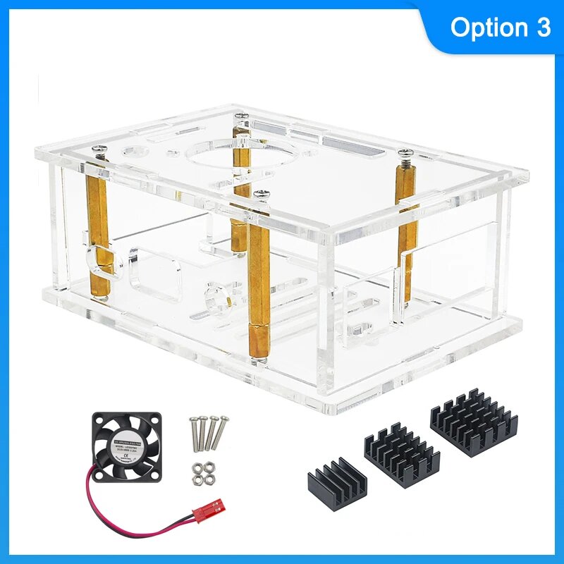 Прозрачный акриловый корпус для Orange Pi 4 Pro с вентилятором SHCHV Option 3
