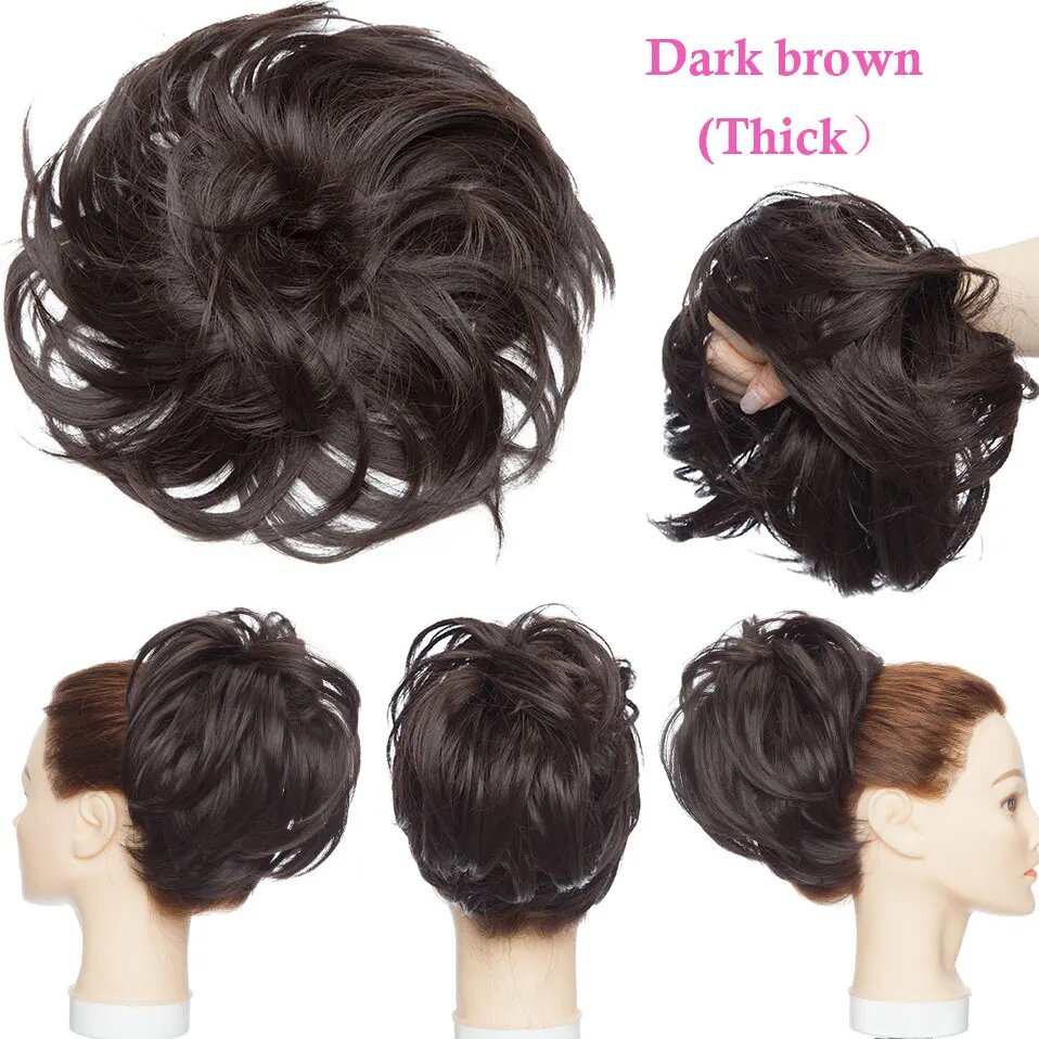 Завитой шиньон dark brown-T